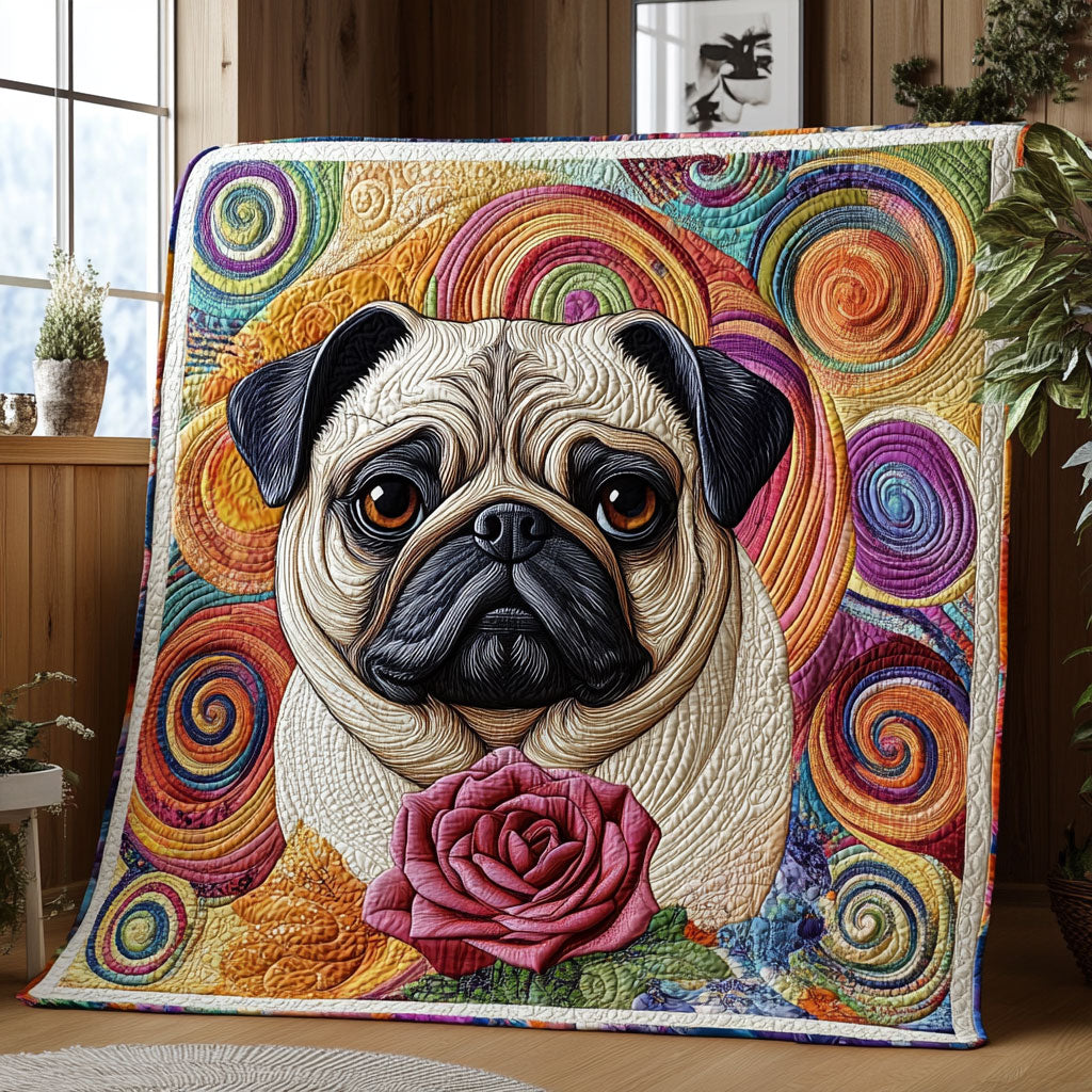 Floral Pug Majesty CW1507014CL Quilt – Cozzyhomes