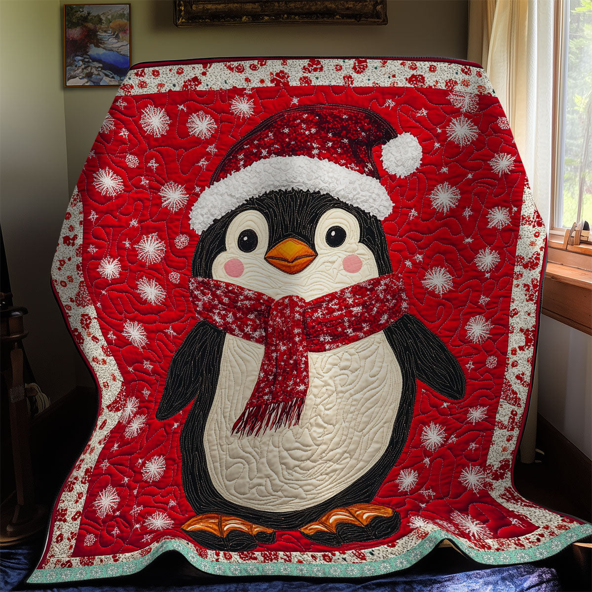 Penguin Christmas Theme WX2511029CL Quilt – Cozzyhomes