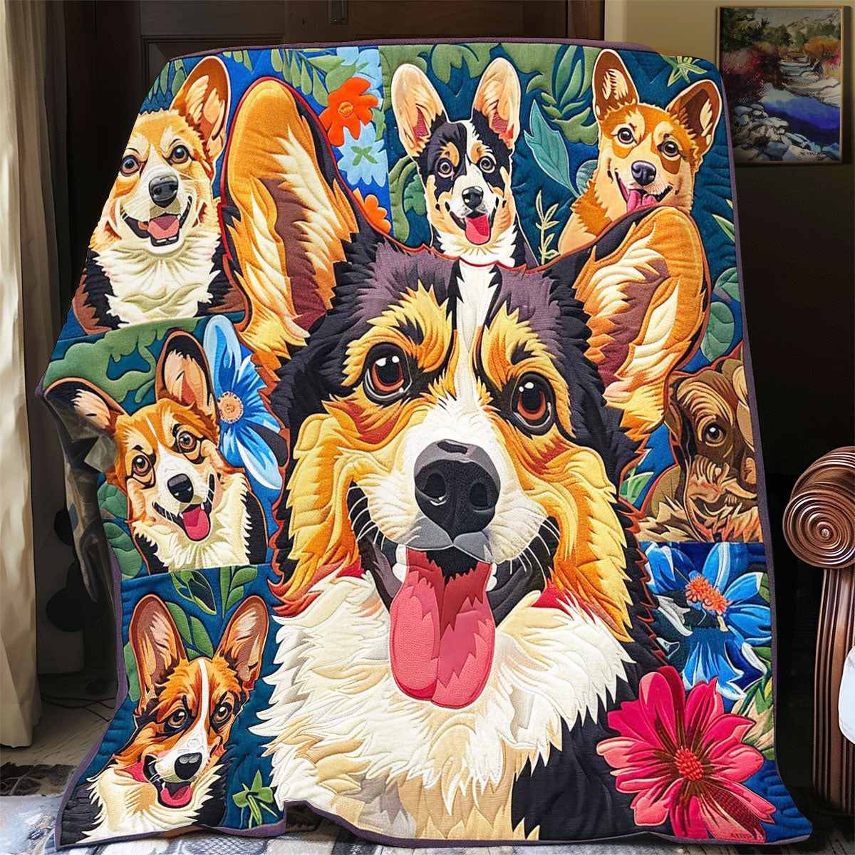 Colorful Corgi Collection WP2008010CL Quilt – Cozzyhomes