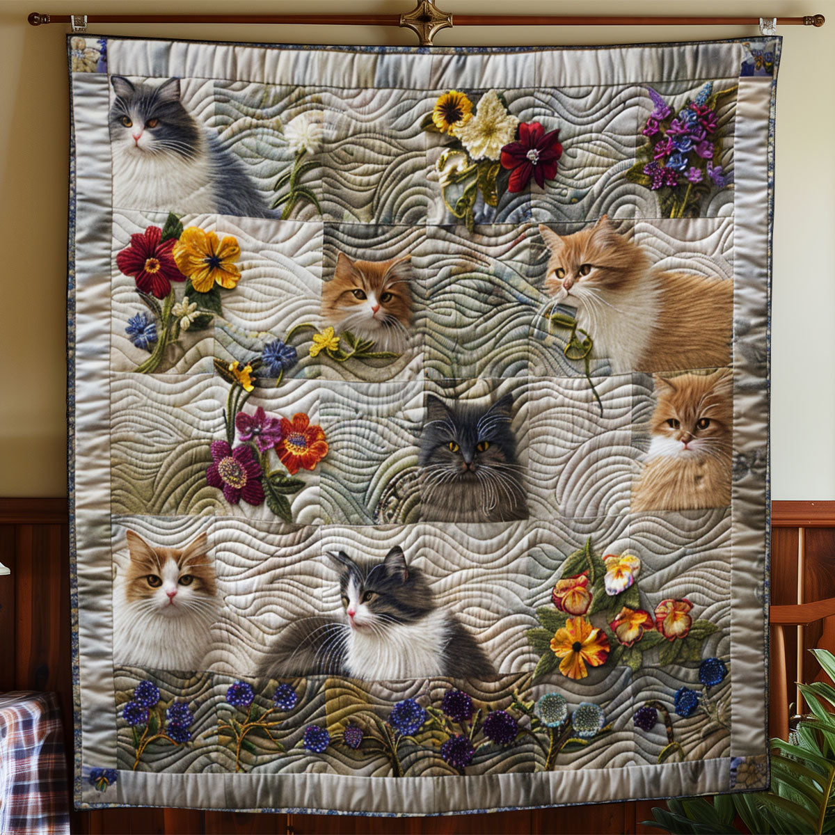 Cat Flower Vintage YR2008001CL Quilt – Cozzyhomes