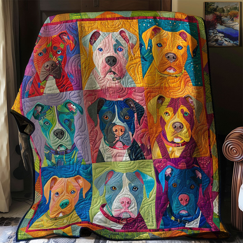 Colorful Dogs Face WM1308008CL Quilt – Cozzyhomes