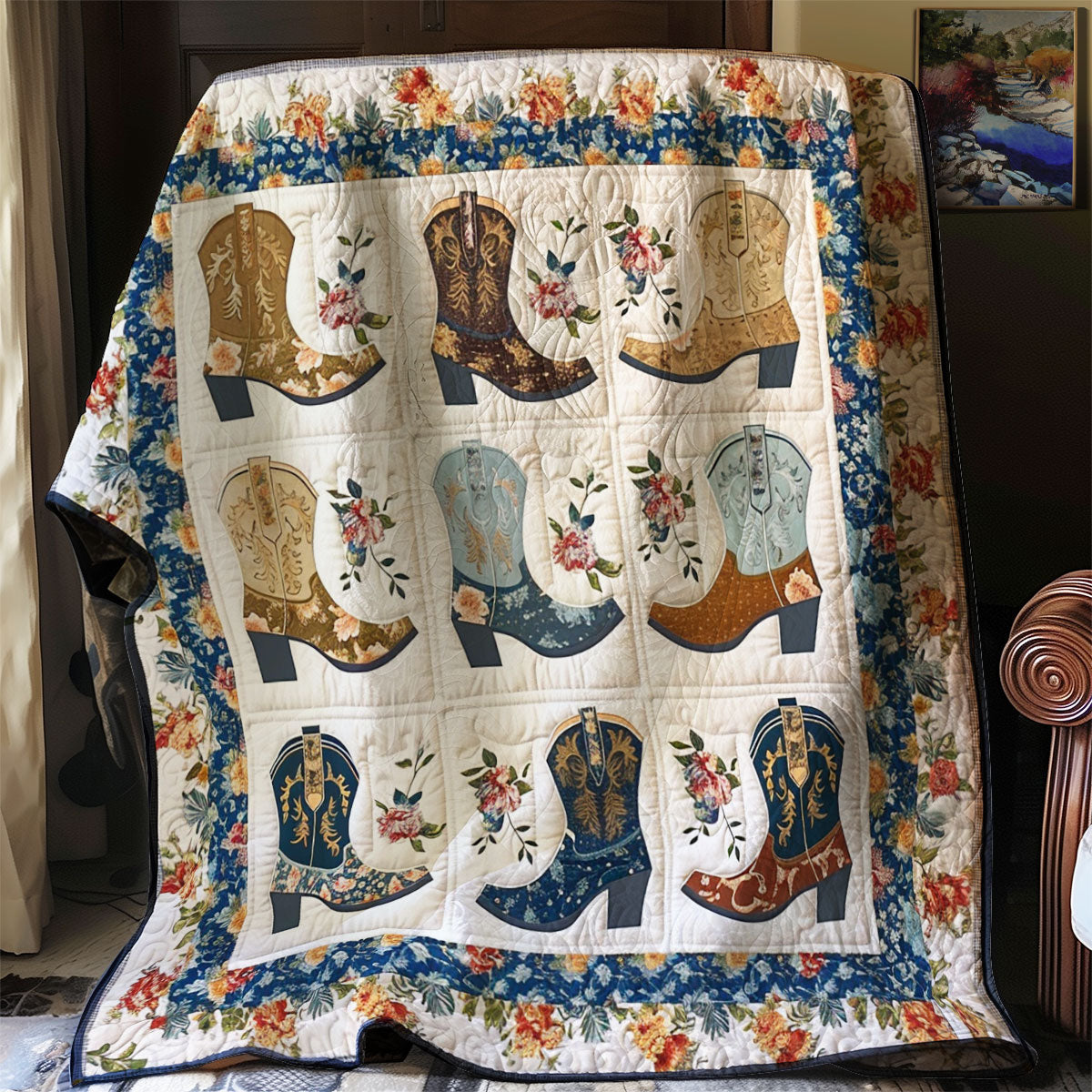 Floral Cowboy Boots XR1406004CL Quilt – Cozzyhomes