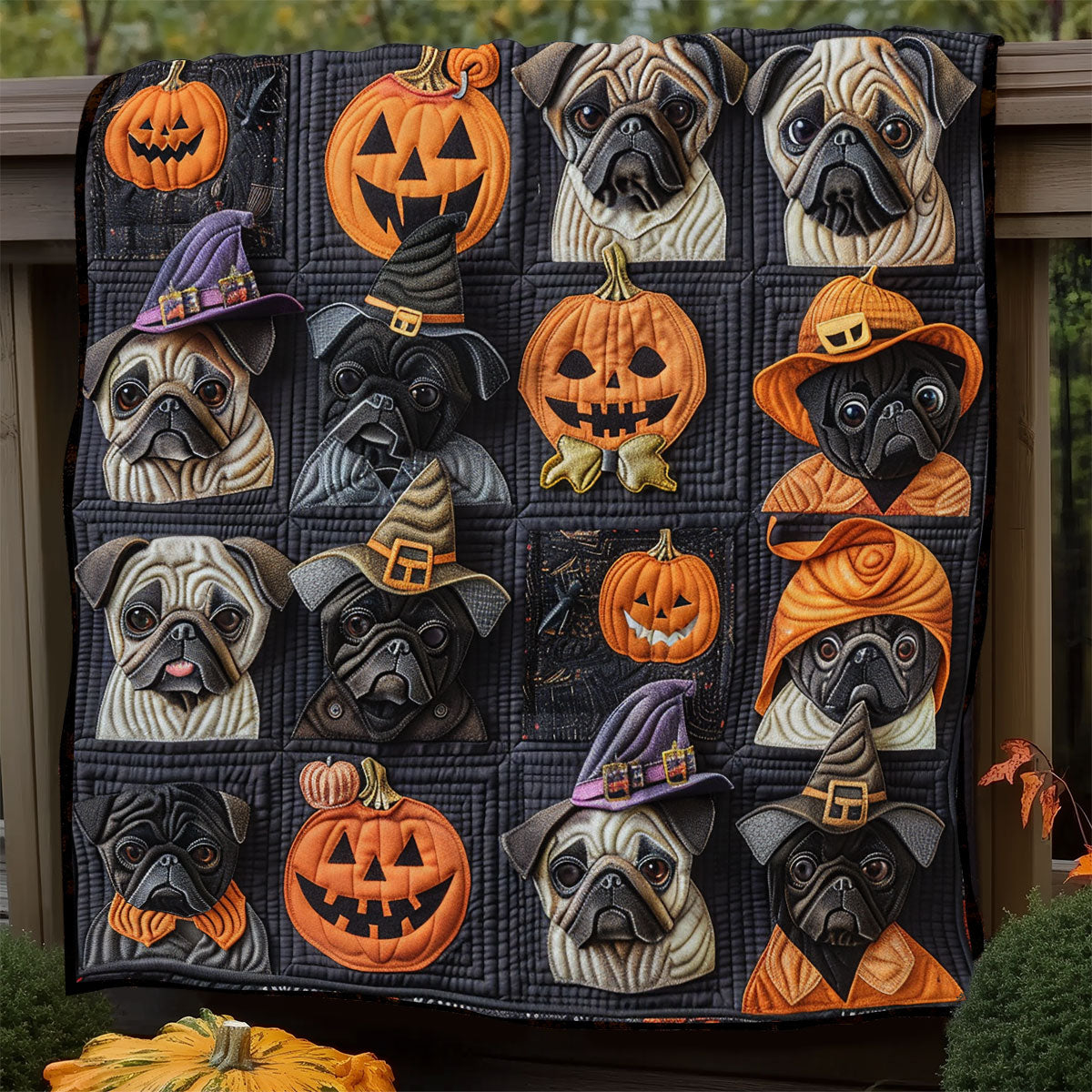 Spooky Pugs XR1908025CL Quilt – Cozzyhomes