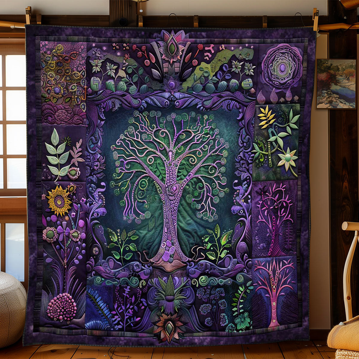 Purple Tree Of Balance WN2408163CL Quilt – Cozzyhomes