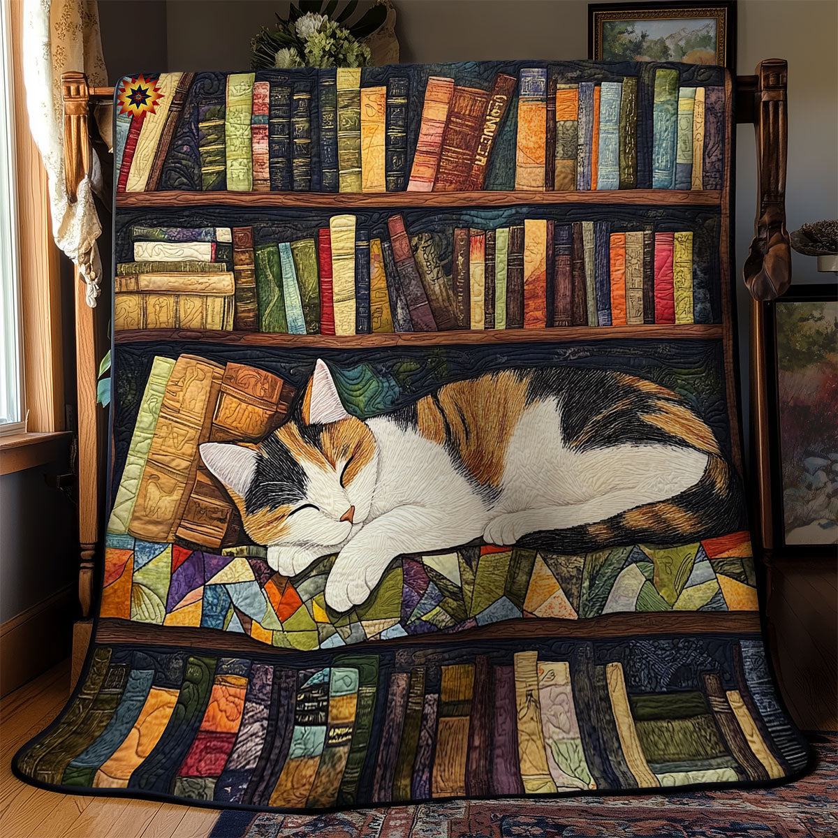 Sleeping Bookshelves Cat WY1911075CL Quilt – Cozzyhomes