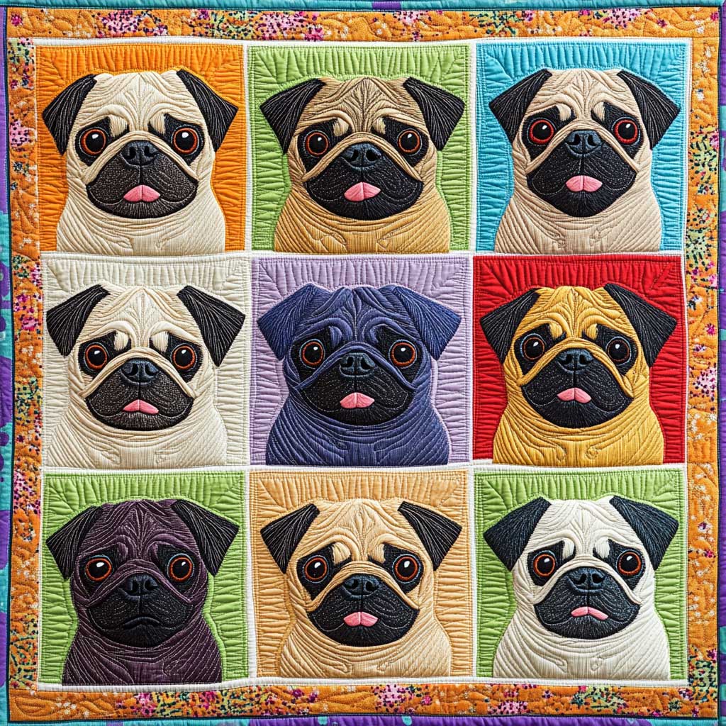 Cute Colorful Pugs XR0108026CL Quilt – Cozzyhomes