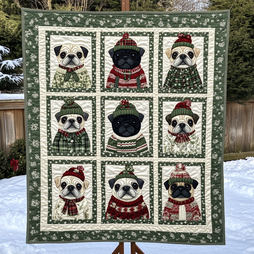Pug And Snowflakes XR2309012CL Quilt – Cozzyhomes