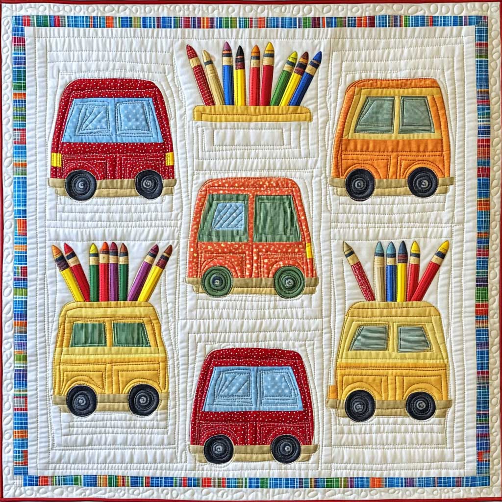 School Bus Pencil XR0608011CL Quilt – Cozzyhomes